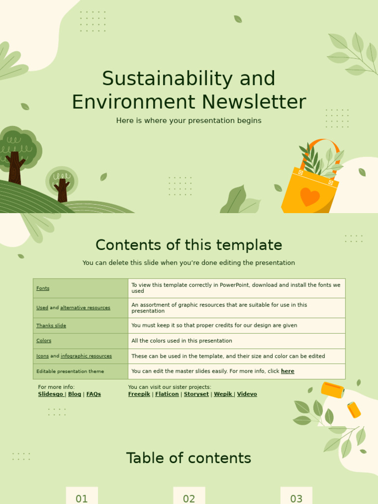 Sustainability and Environment Newsletter by Slidesgo | PDF ...