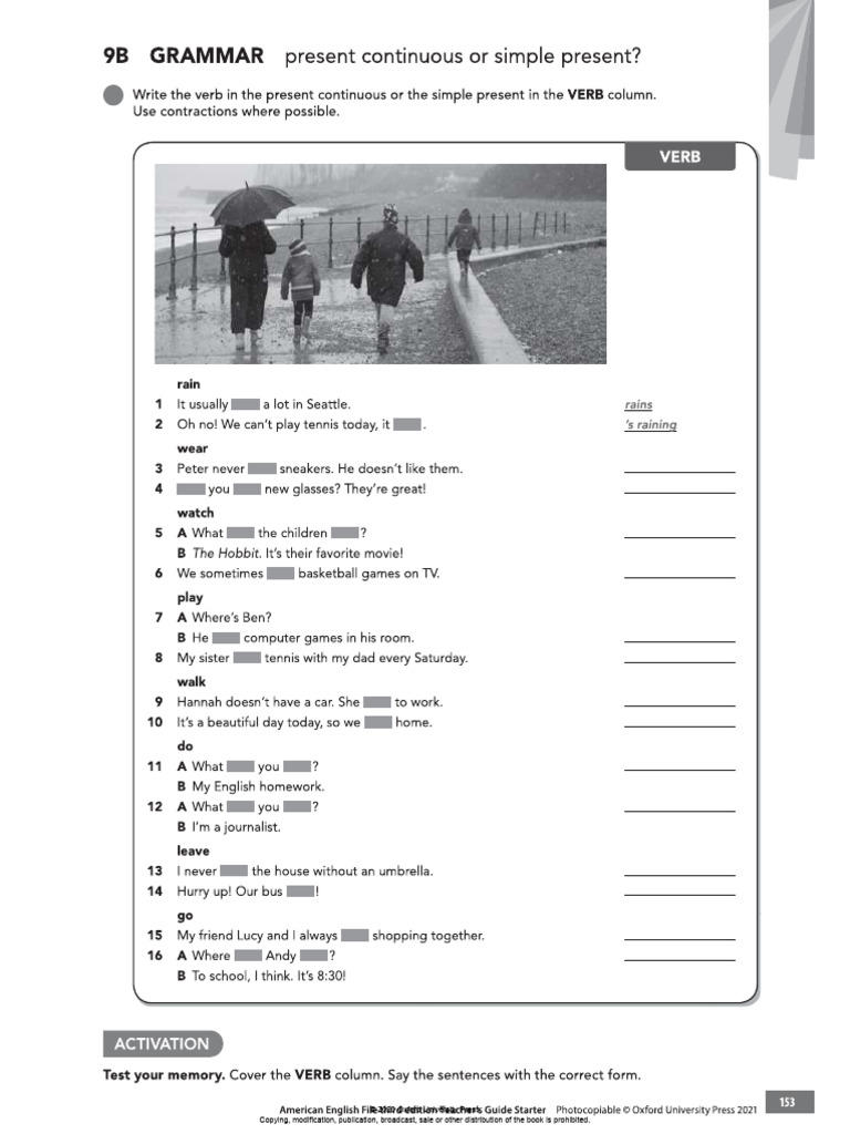 9B Grammar Activity | PDF