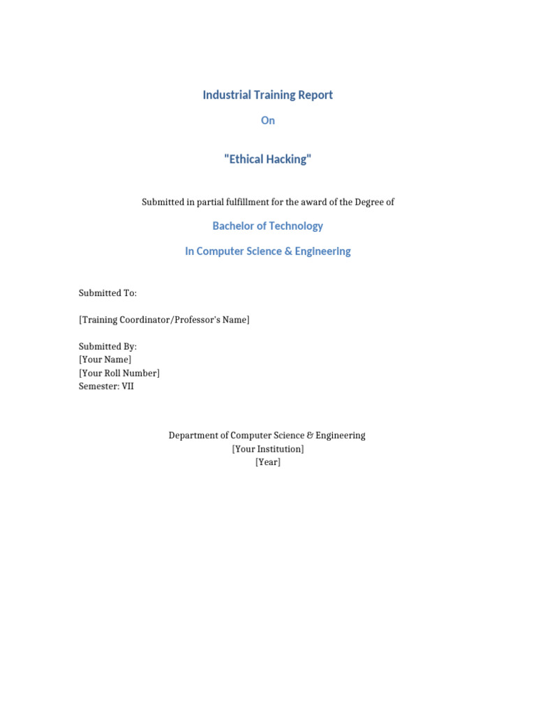 Ethical Hacking Training Report Updated | PDF | Security | Computer ...