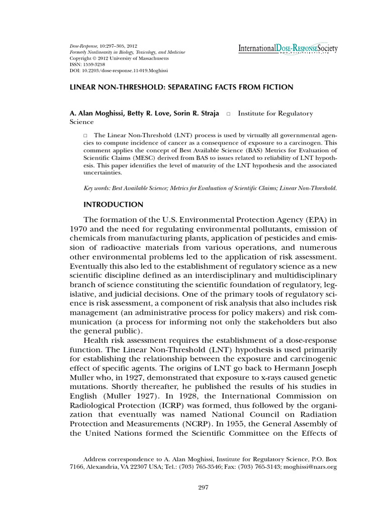 Linear Non-Threshold - Separating Facts From Fiction | PDF | Science