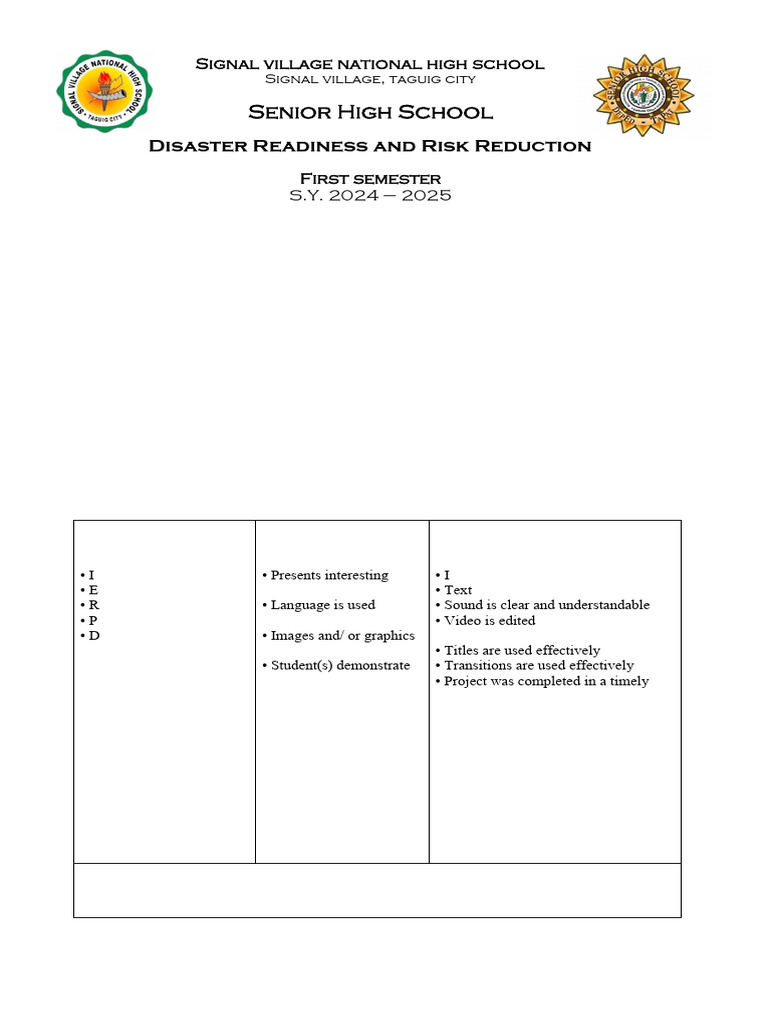 PT2 AVP and PT3 Flyer About Family Emergency Preparedness Plan and ...