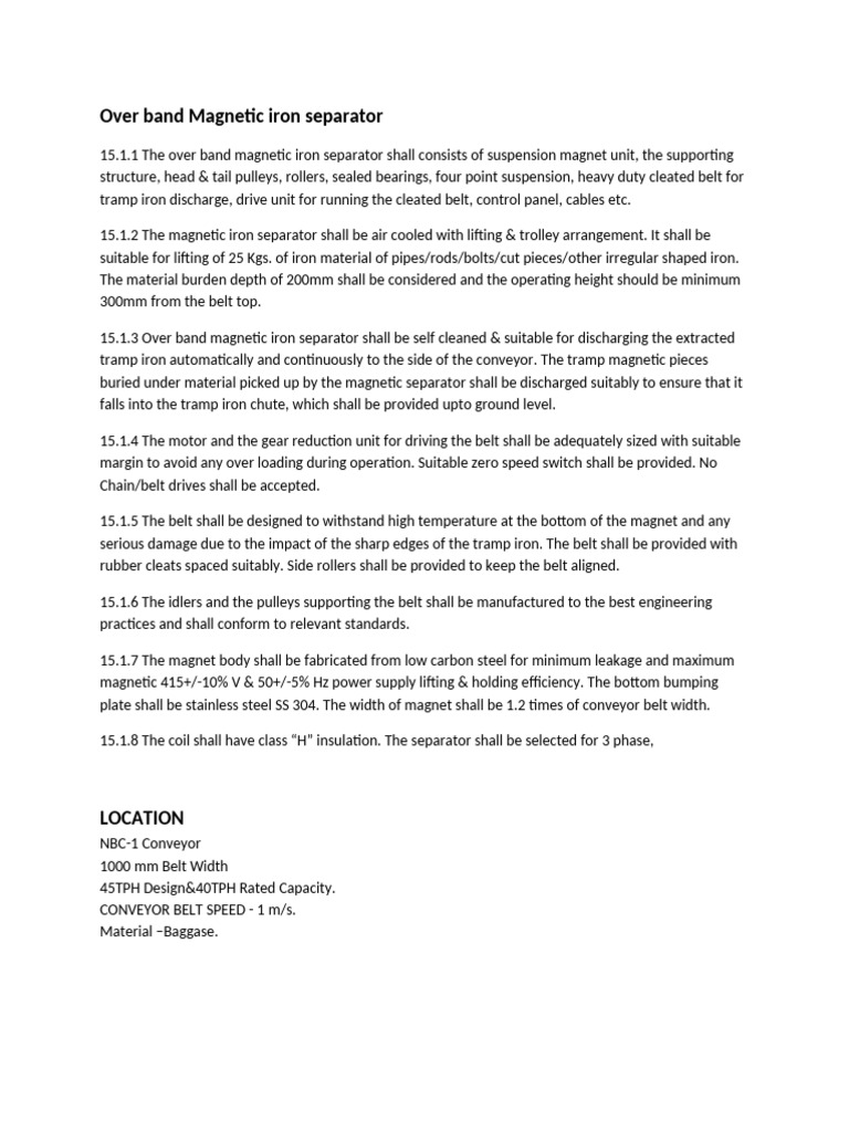 Over band Magnetic iron separator | PDF