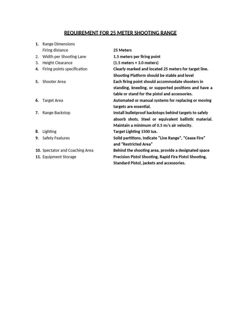 25 Meter Shooting Range Requirements | PDF