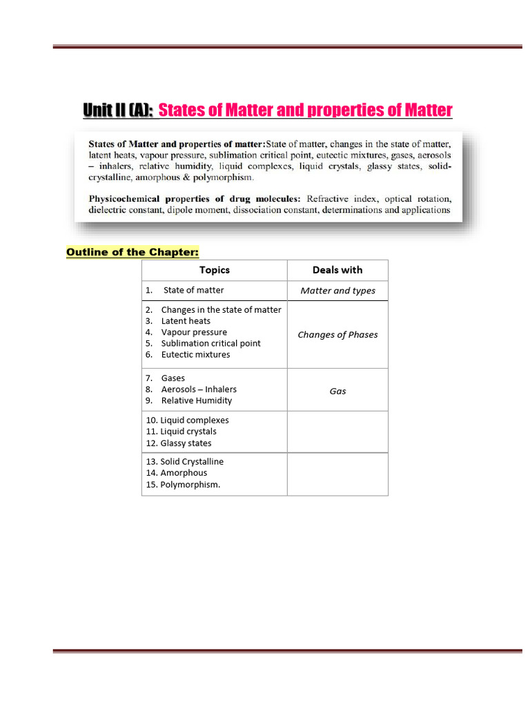 Unit II States of Matter | PDF | Gases | Phase (Matter)