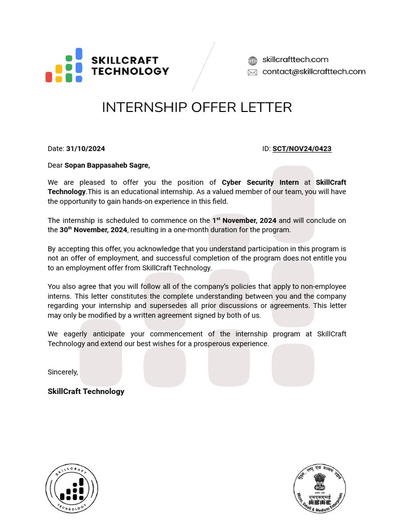 Internship Letter | PDF