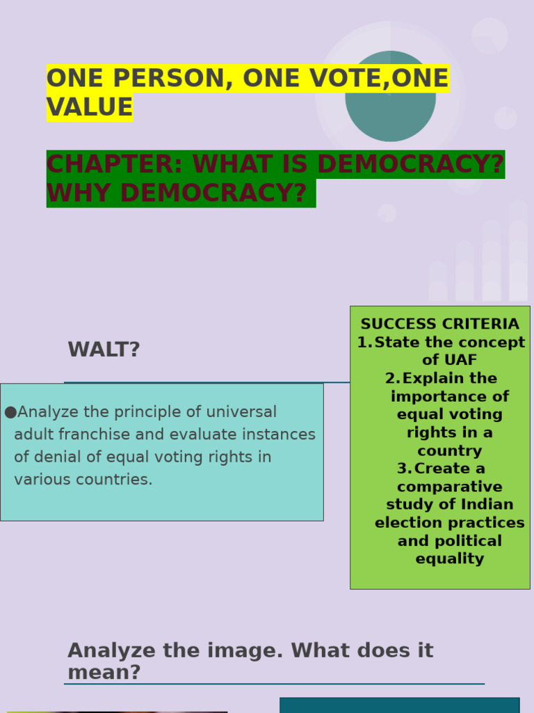 One Person One Value--- Demo Ppt | PDF | Suffrage | Democracy