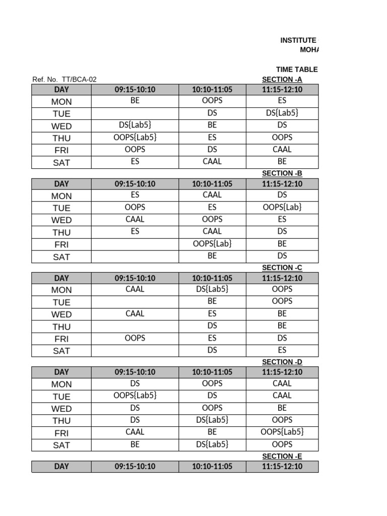 Bca-III (2023-26) Time Table | PDF | Computing | Computer Architecture