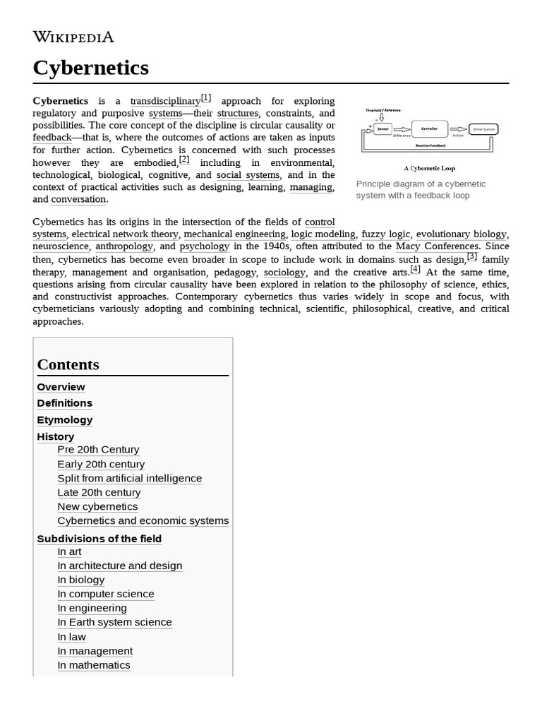Cybernetics: Feedback Systems Explained | PDF | Cybernetics | Cognitive ...