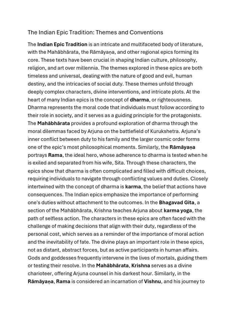 Themes in Indian Epic Tradition | PDF | Ramayana | Dharma