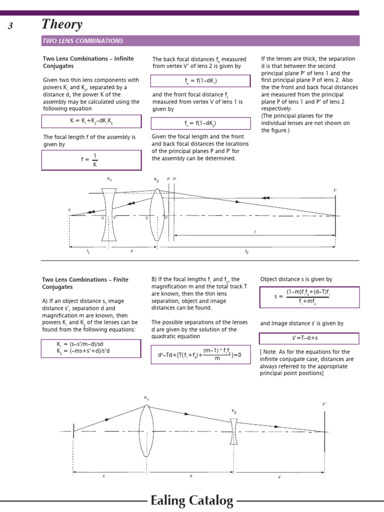 Theory 3-4 Two Lens Combo | PDF | Optics | Electromagnetic Radiation