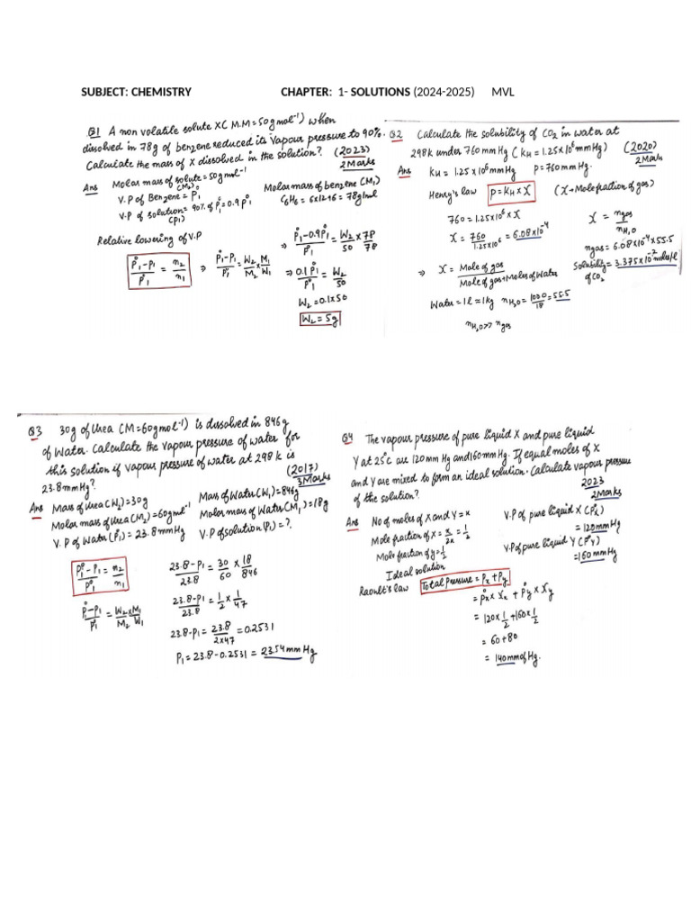 60-Numerical Problems - Chemistry PRINTOUT | PDF
