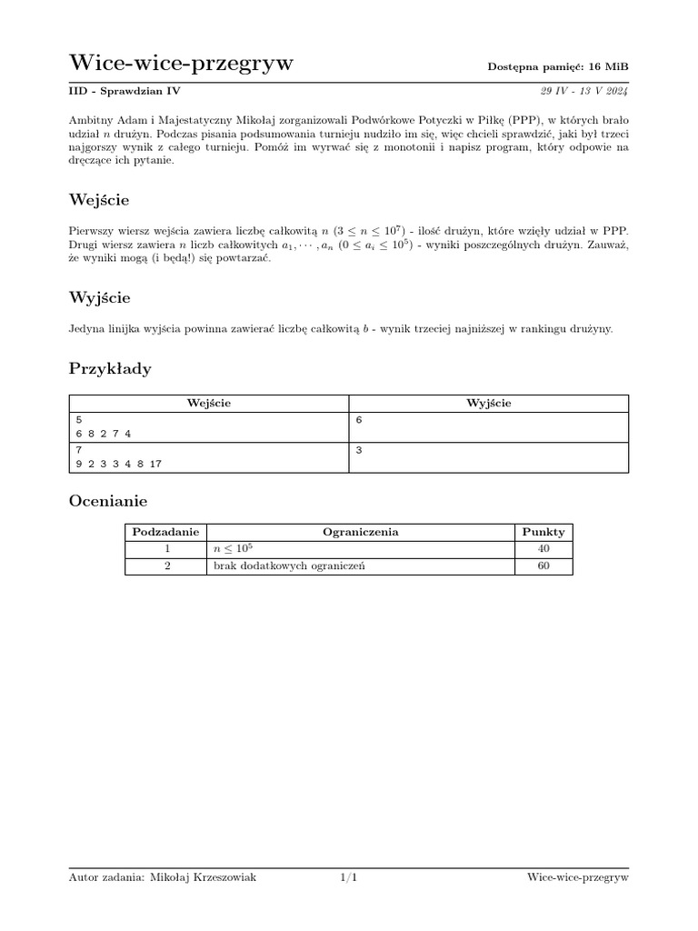 Wice-Wice-Przegryw: Wejście | PDF