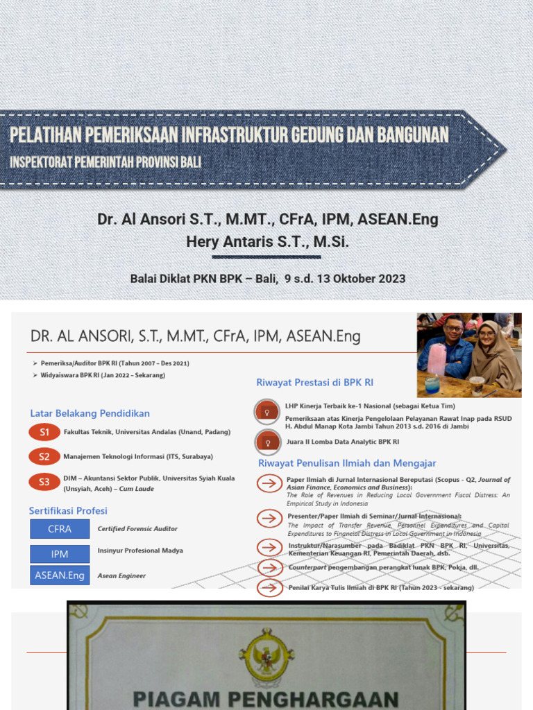 H1 - Pelatihan Pemeriksaan Gedung Dan Bangunan - BDB - 9 S.D. 13 Okt 23 - Ansori - Peserta | PDF