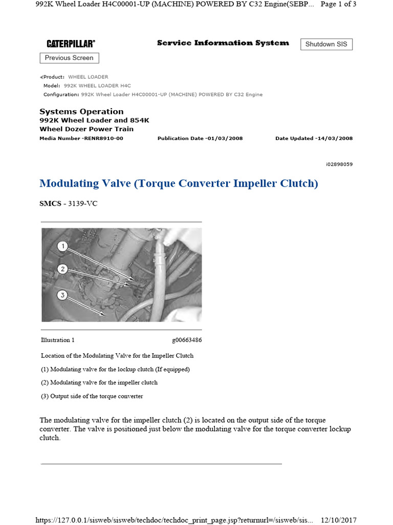 Modulating Valve Torque Converter Impeller Clutch 992k | PDF | Clutch ...