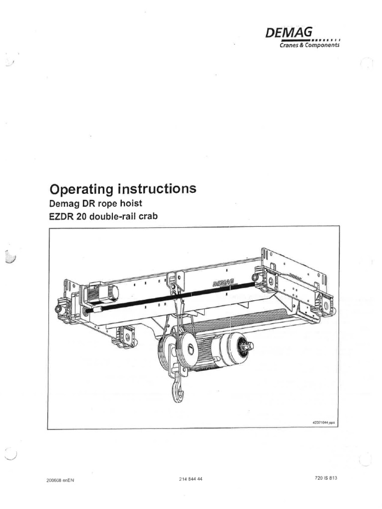 20 ton Demag OHC Rope Hoist Op Instructions | PDF