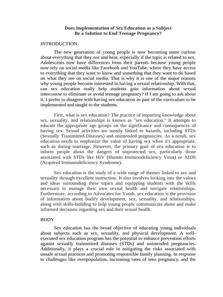 SEX EDUCATION YES or NO | PDF | Sex Education | Adolescence