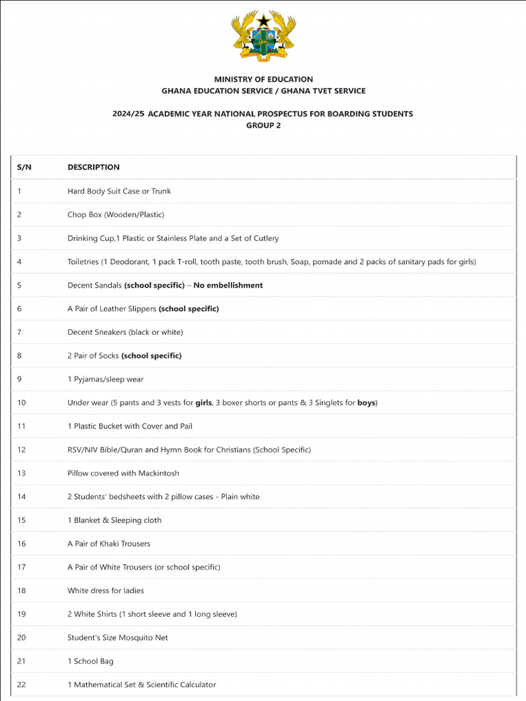 SHS1 New Prospectus 1 for BECE graduates | PDF
