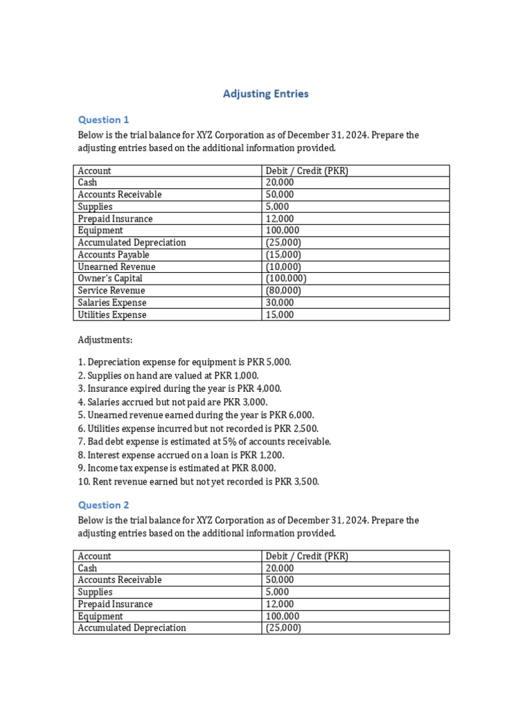 Adjusting_Entries | PDF | Expense | Debits And Credits