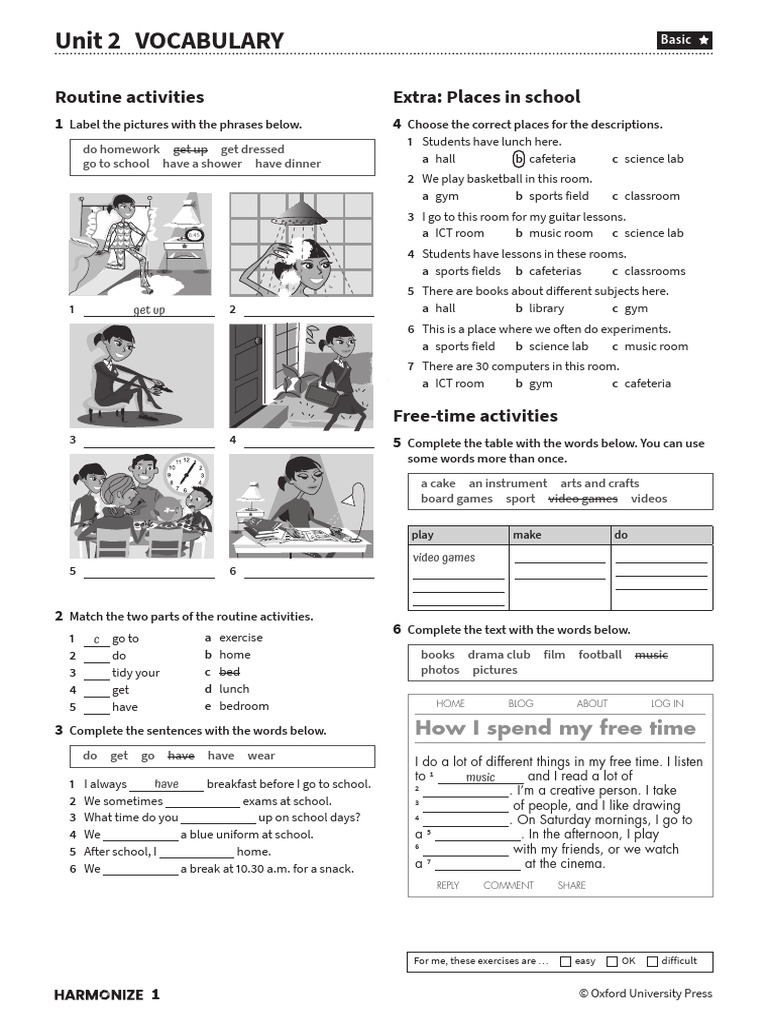 Harmonize 1 - Unit 2 - Extra Worksheet | PDF | Linguistics | Grammar