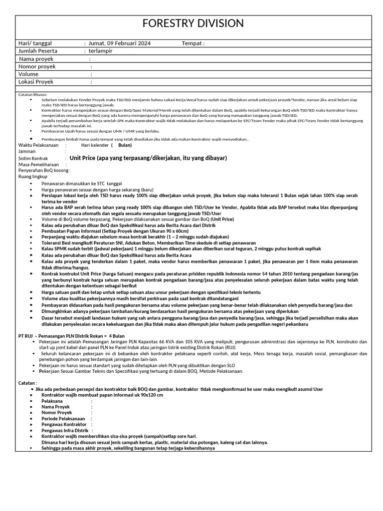 Panduan Tender Proyek Konstruksi PLN | PDF