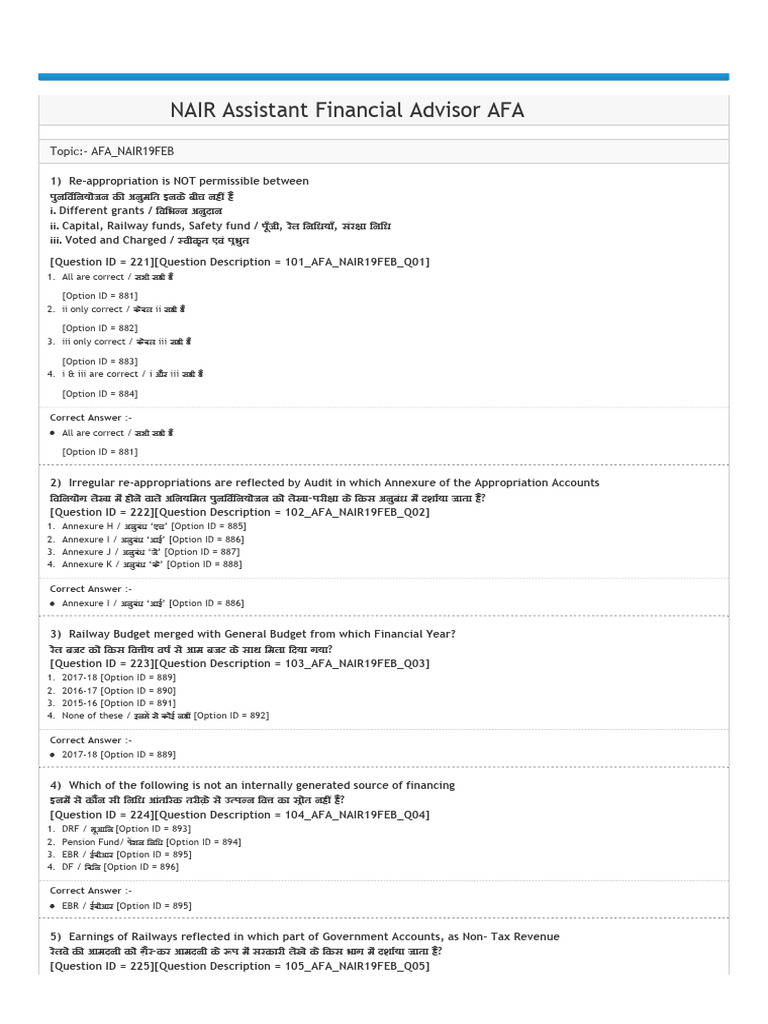 NAIR Assistant Financial Advisor AFA | PDF