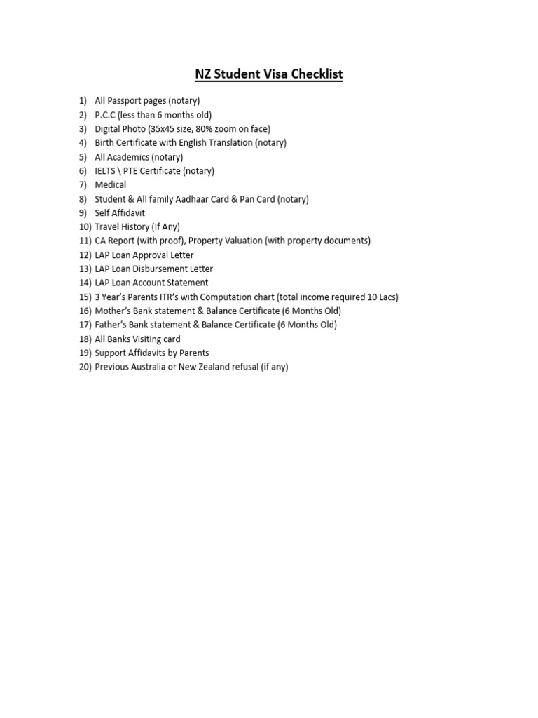 NZ Student Visa Document Guide | PDF