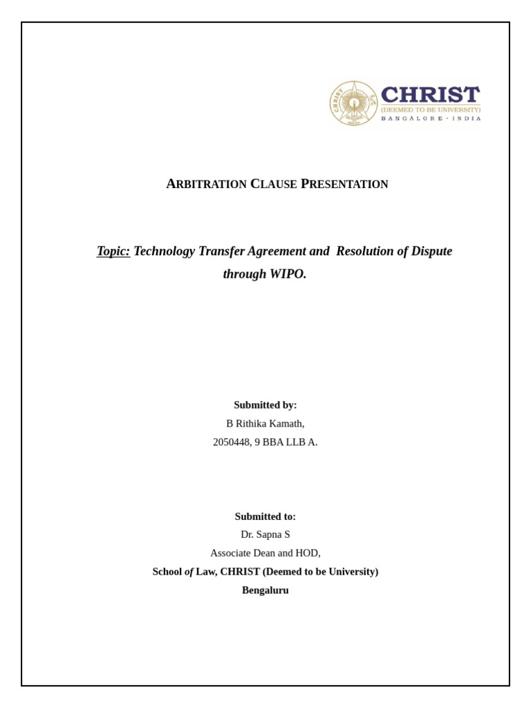 Arbitration Clause Presentation-RK | PDF | Arbitration | Arbitral Tribunal