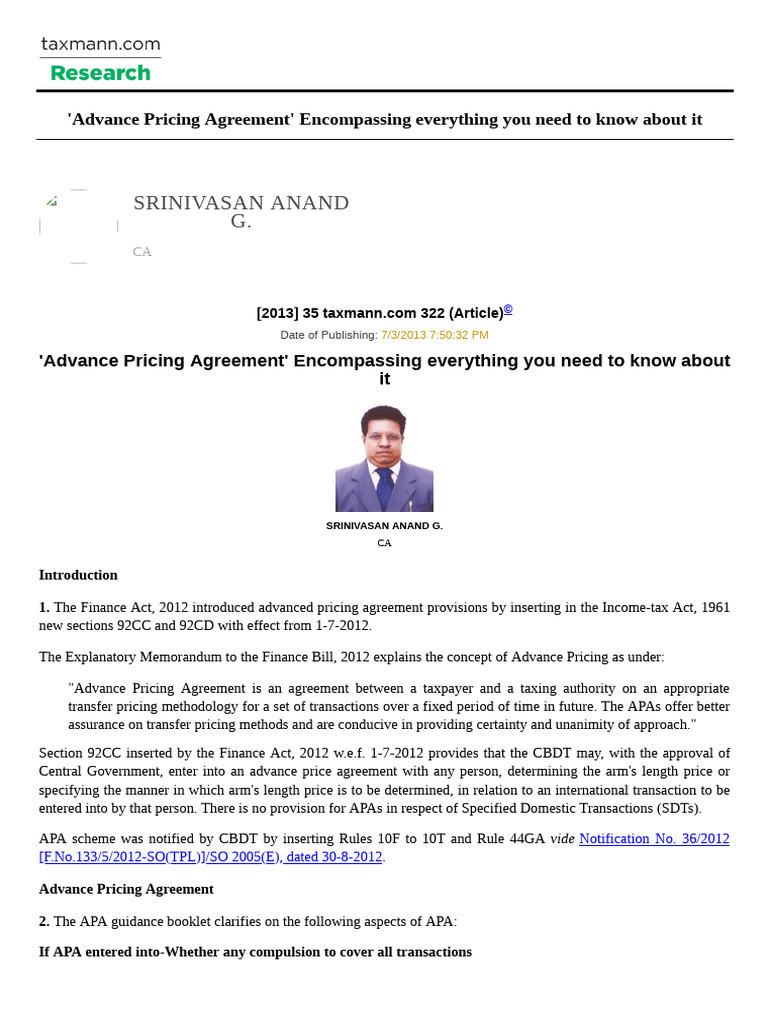 2020 10 24T00 00 Advance Pricing Agreement Encompassing Everything You ...