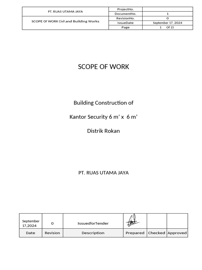 Pekerjaan Kantor Security 6 M' X 6 M' | PDF