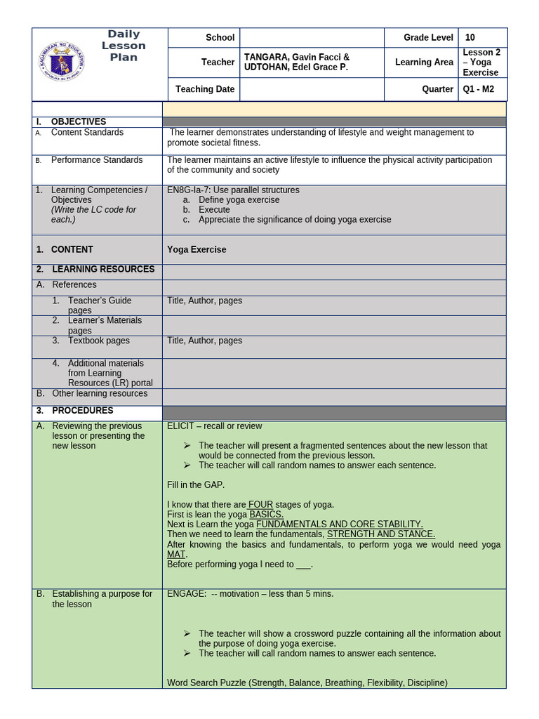 LP FORMAT G4 | PDF | Learning | Teachers