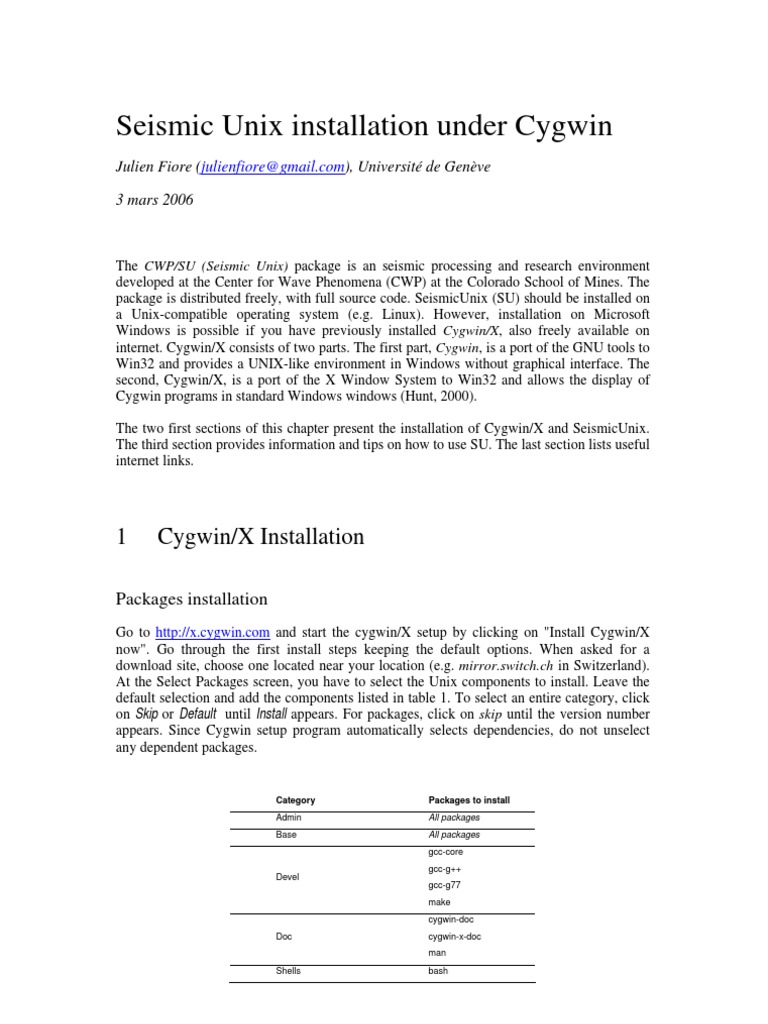 Seismic Unix Installation Under Cygwin | PDF | Command Line Interface | Microsoft Windows