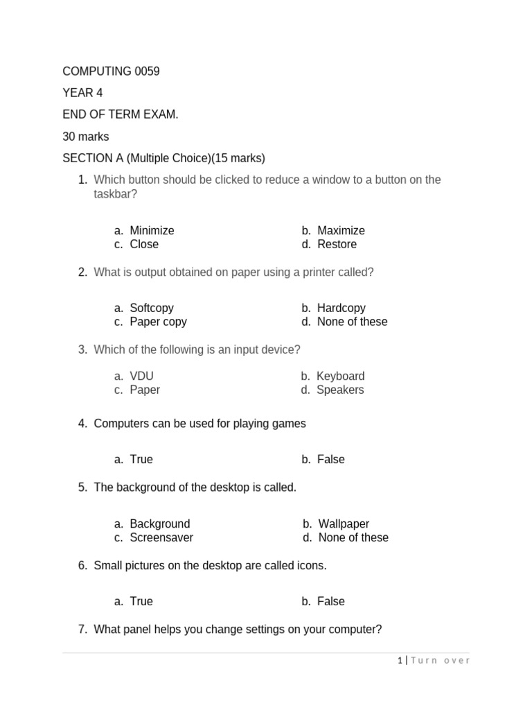 Year 4 Edited | PDF | Computer Monitor | Input/Output