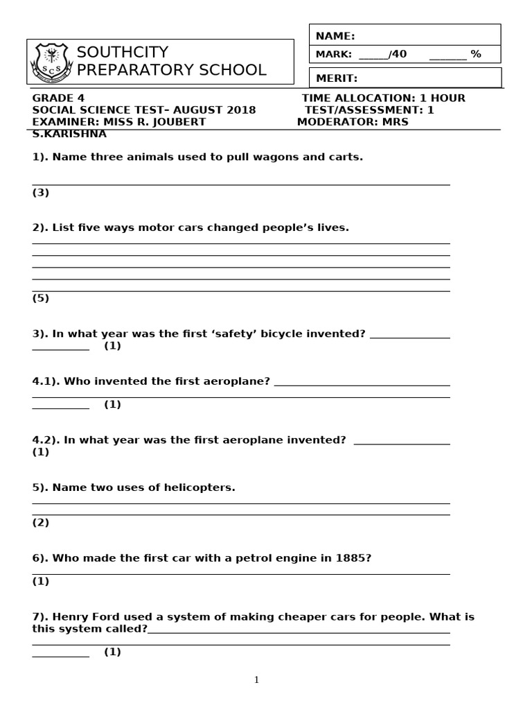 Social Science Test - August 2018 | PDF