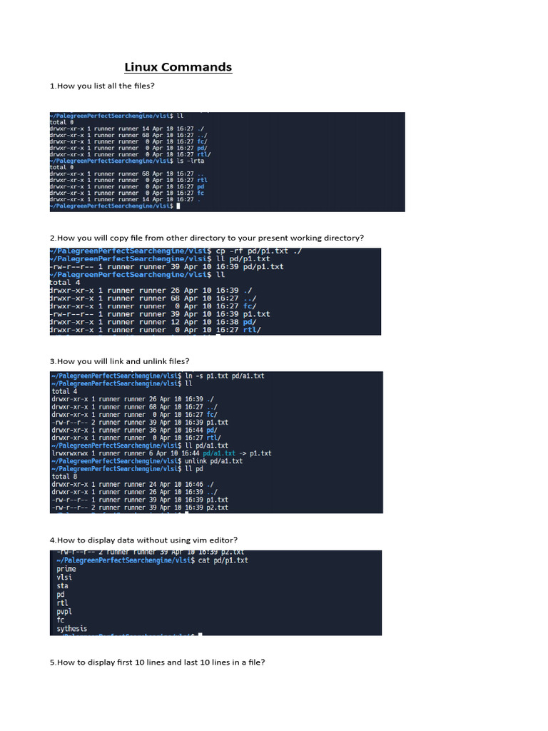 Linux Commands | PDF | Computer File | Software Engineering Linux Commands | PDF | Computer File | Software Engineering