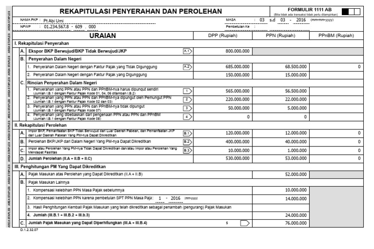 Formulir SPT PPN 1111_ AB | PDF