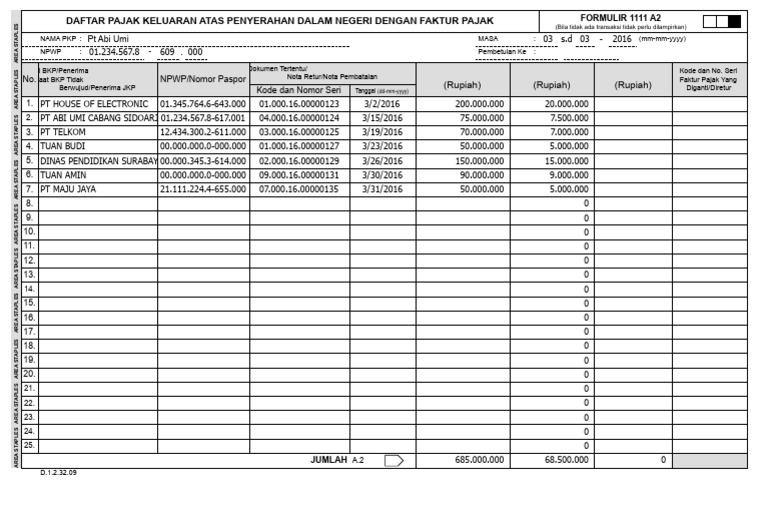 Formulir SPT PPN 1111 - A2 | PDF