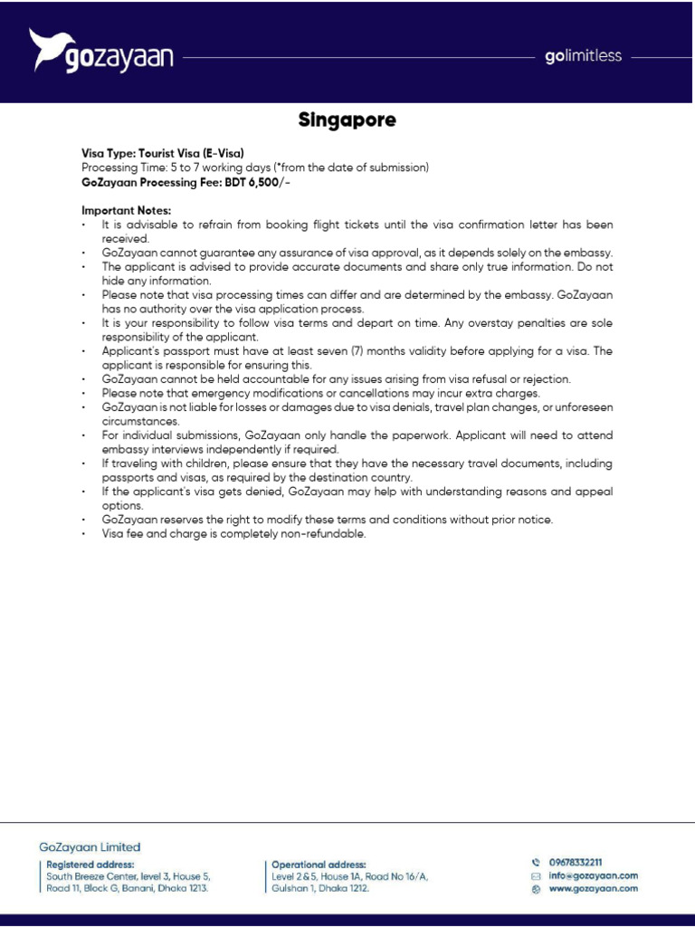 Singapore_VISA (1) | PDF | Travel Visa | Identity Document