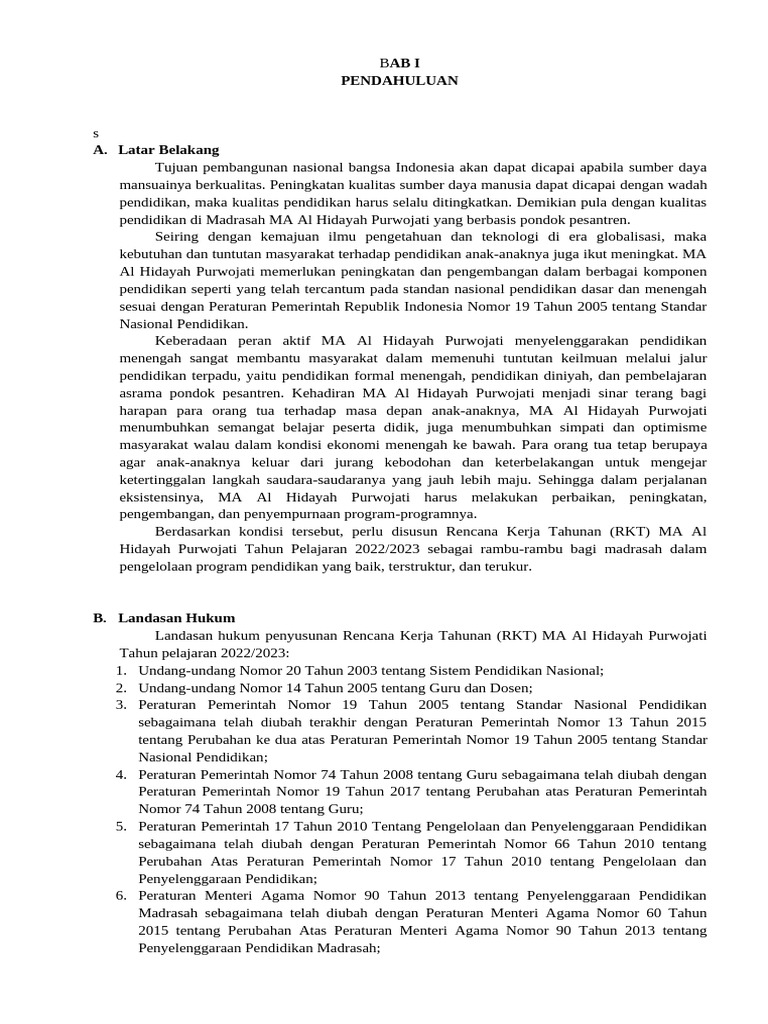 Rencana Kerja Tahunan Rkt | PDF