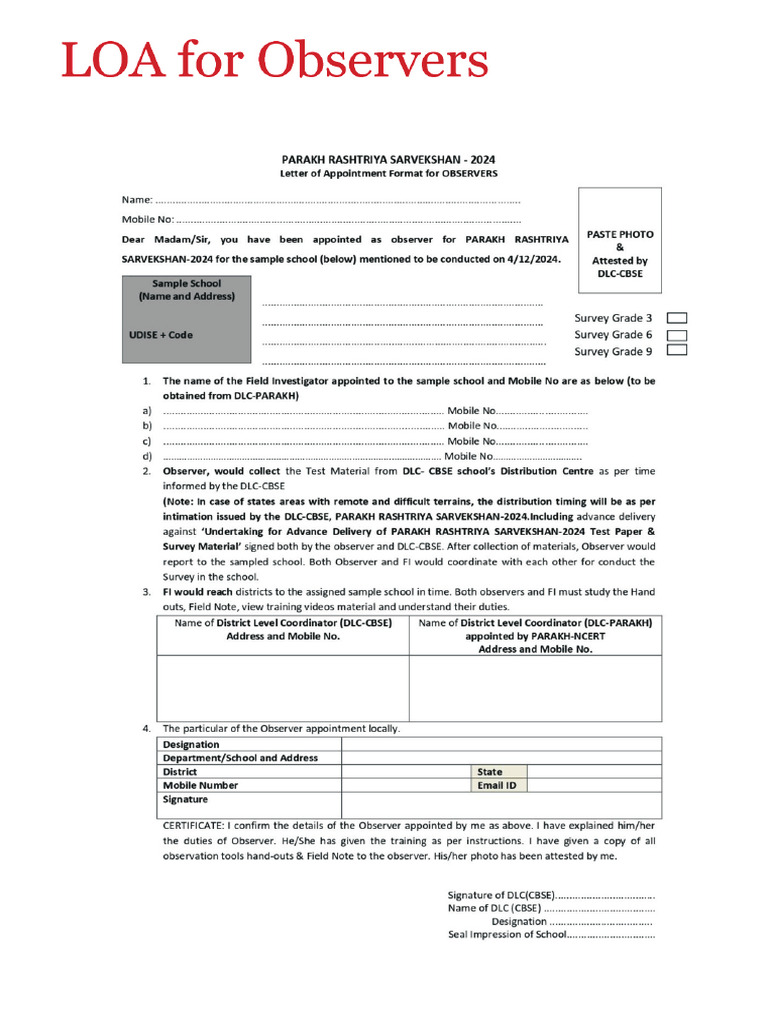 Loa For Observaers | PDF