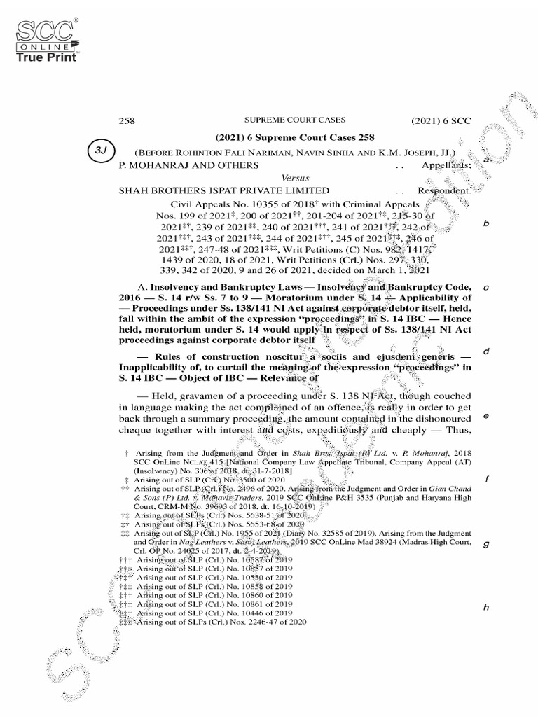 P. Mohanraj v. Shah Bros. Ispat (P) LTD., (2021) 6 SCC 258 | PDF ...