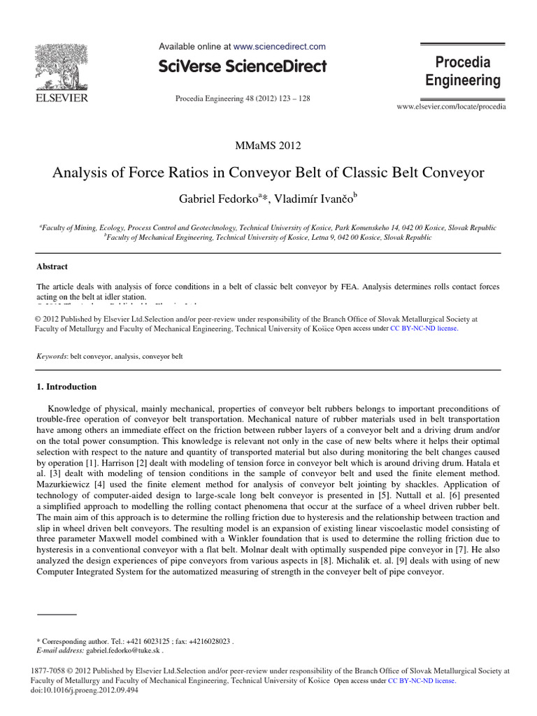 Analysis_of_Force_Ratios_in_Conveyor_Bel | PDF | Belt (Mechanical) | Young's Modulus