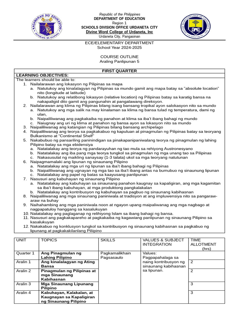 Course Outline Ap 5 | PDF