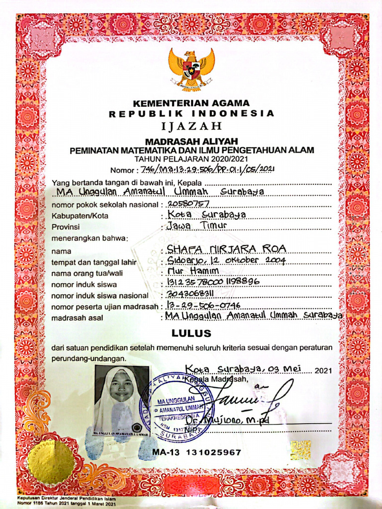 Ijazah Sma Acha | PDF
