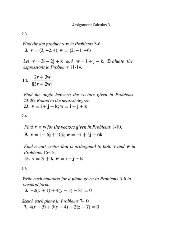 Assignment Calculus 3 | PDF