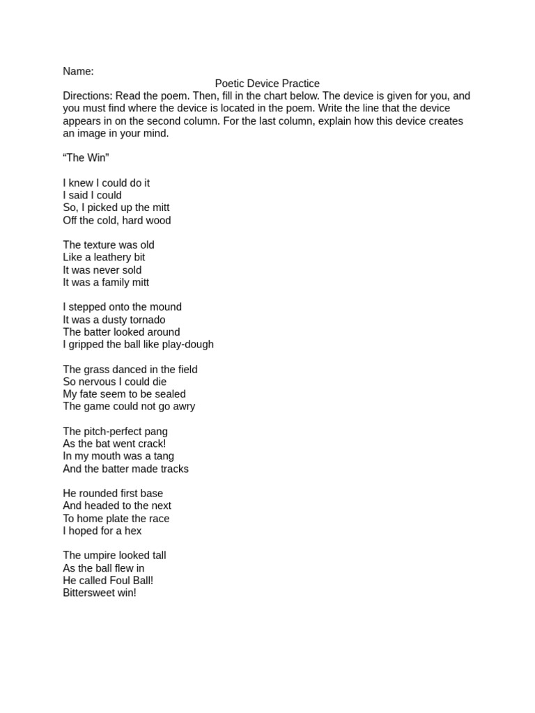 Poetic Device Assignment | PDF