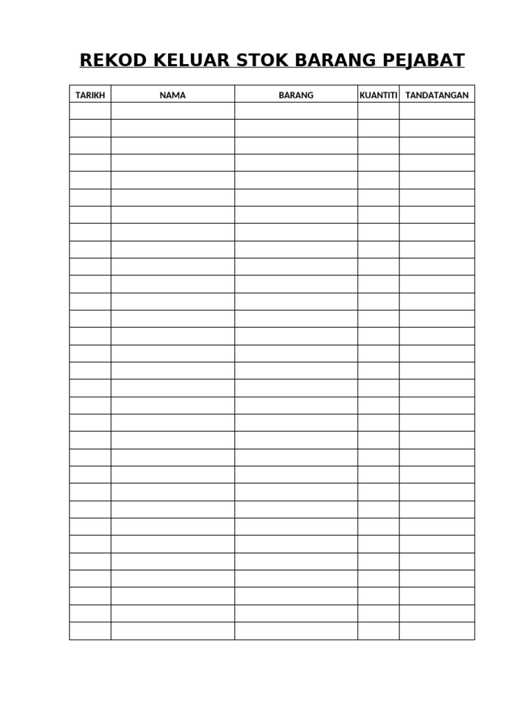 Tapak Rekod Keluar Stok BRG PJBT | PDF