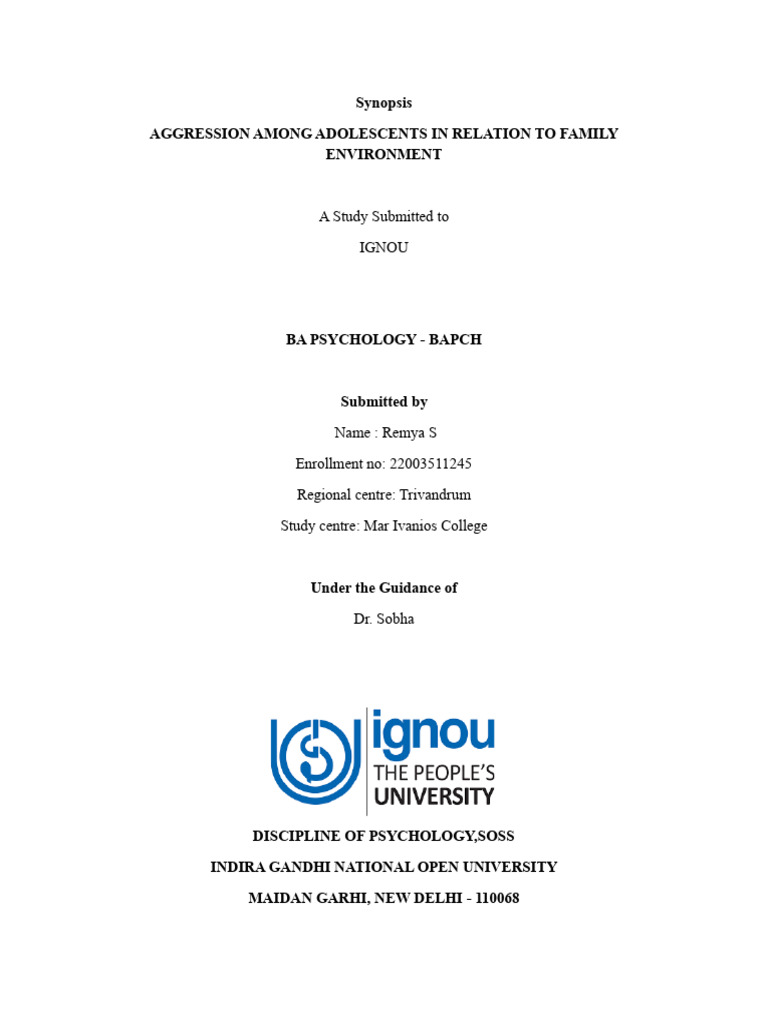 Synopsis Cover Page | PDF