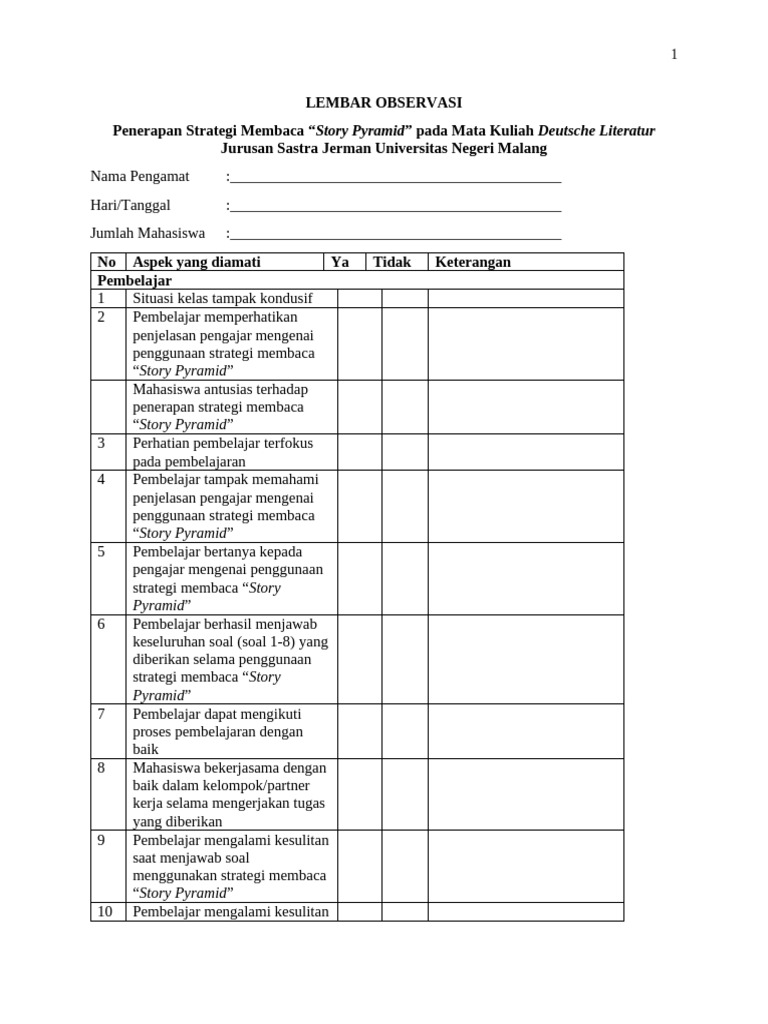Lembar Observasi | PDF