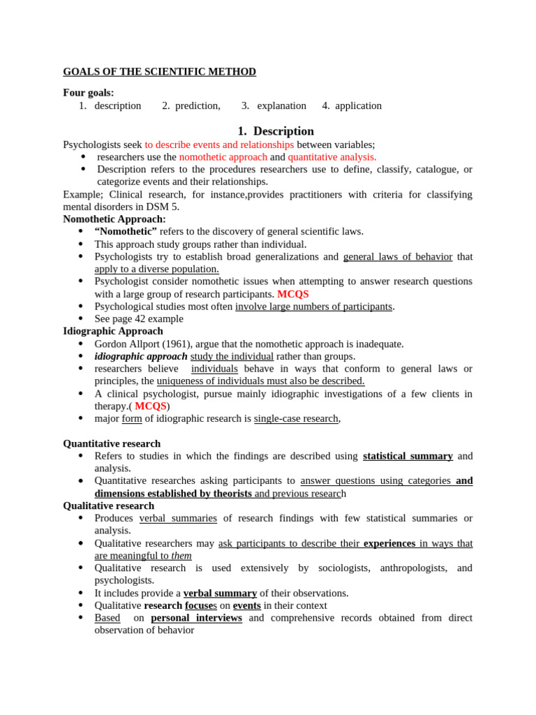 Goals of The Scientific Method | PDF | Qualitative Research | Experiment