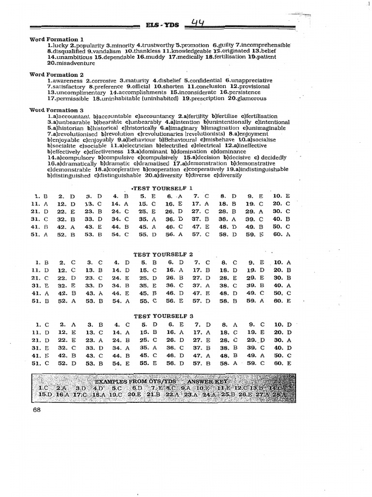 ELS Vocabulary Test - PDF Answer Key | PDF